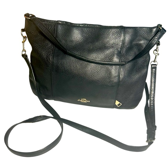 Coach | Bags | Coach Isabelle Soft Black Pebbled Leather Shoulder ...